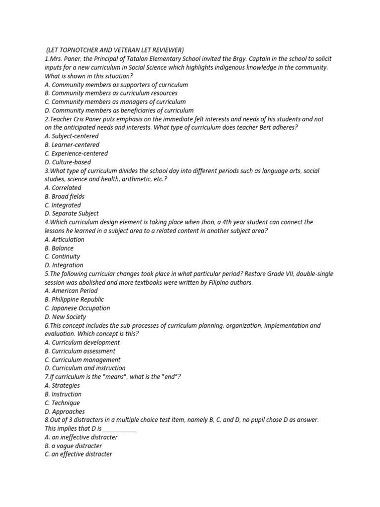 Final Coaching Questions in ProfEd | PDF | Curriculum | Teachers