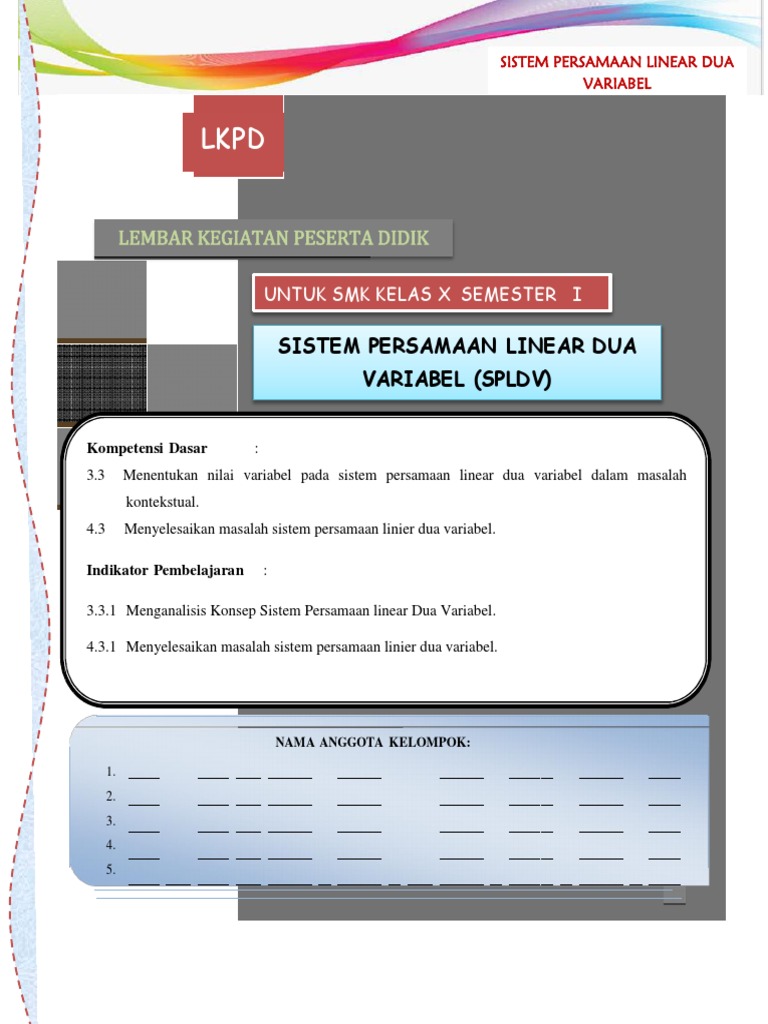 LKPD SPLDV Nurhikmah Ramlan | PDF