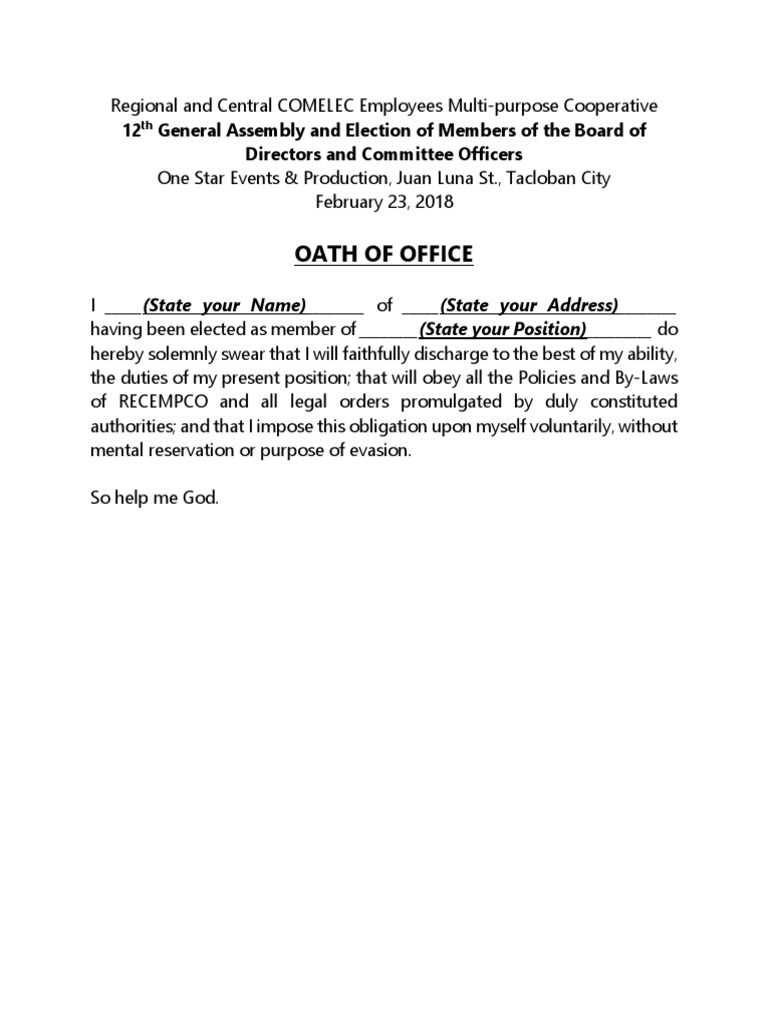 Oath of Office | PDF