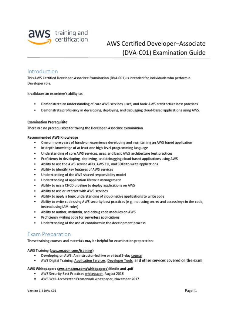 AWS Certified Developer Associate Updated June 2018 Exam Guide | PDF ...
