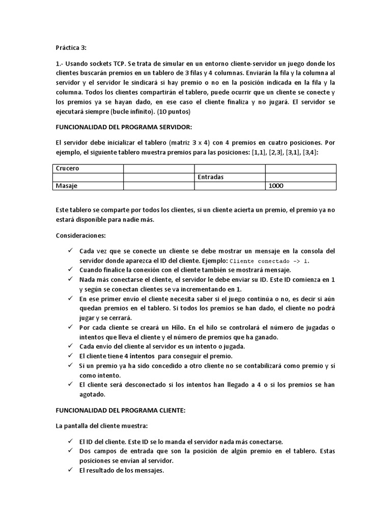 Práctica 3 | PDF | Modelo cliente-servidor | Servidor (Computación)