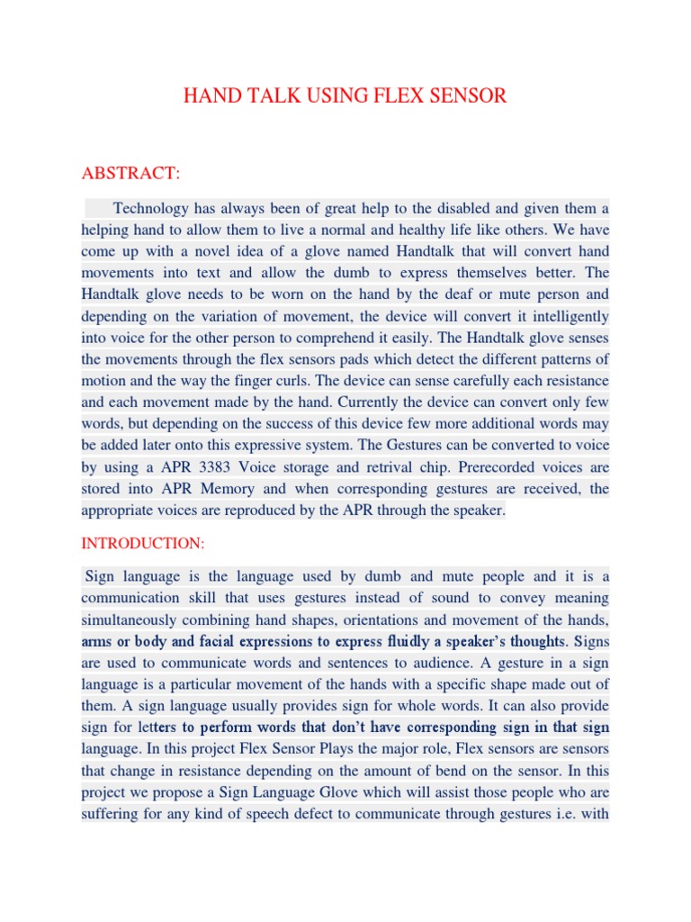 Handtalk Glove Converts Sign Language to Text & Voice | PDF | Sign ...