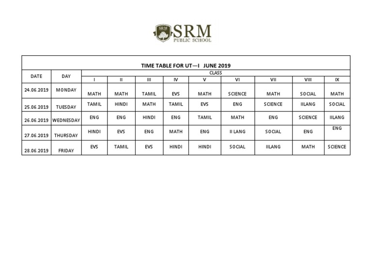 UT 1 Timetable | PDF