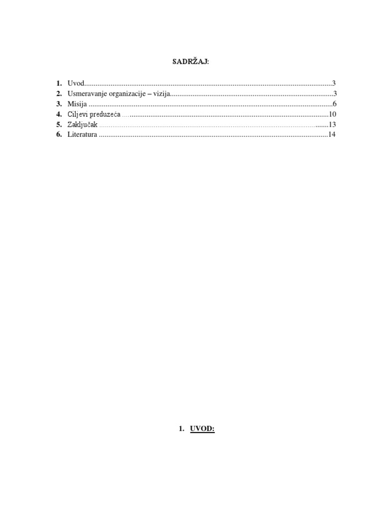 Misija I Vizija | PDF