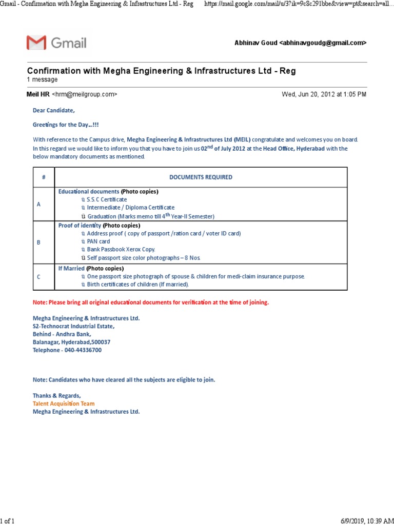 Offer Letter by Megha | PDF
