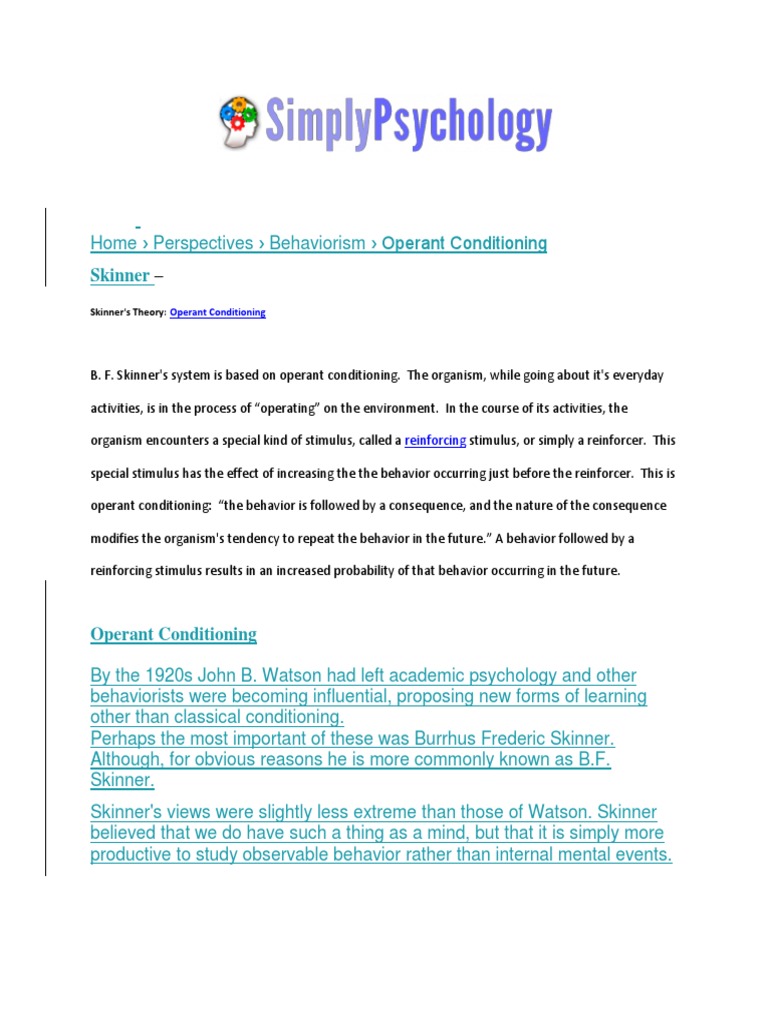 Operant Conditioning Theory | PDF | Reinforcement | Behaviorism