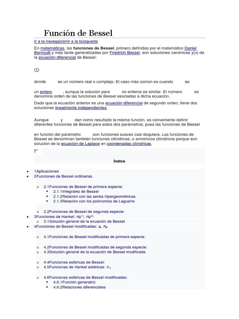 Introducción a Funciones de Bessel | PDF | Ecuaciones | Objetos matemáticos