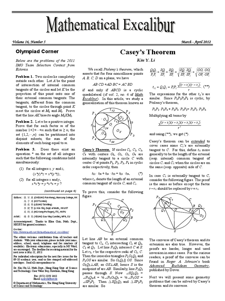 Casey's Theorem PDF | PDF | Geometric Shapes | Mathematical Objects