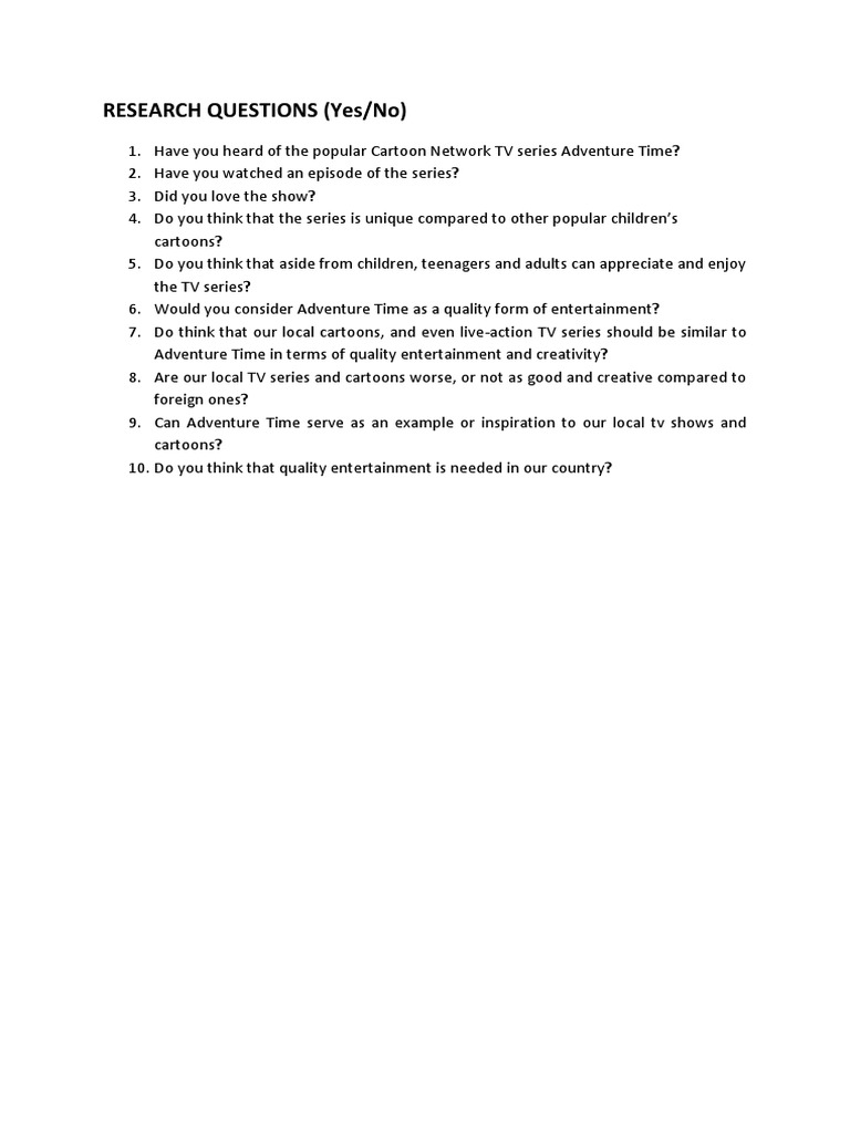 Research Questions | PDF