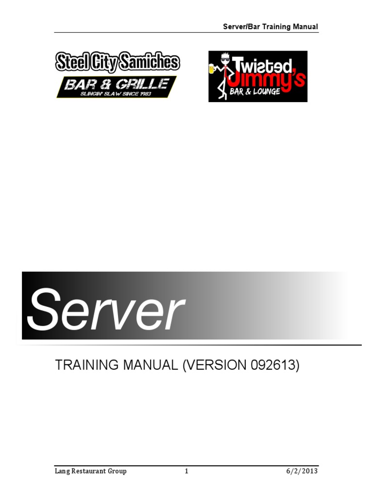 Server Training Manual 092613 PDF | PDF | Waiting Staff | Gratuity