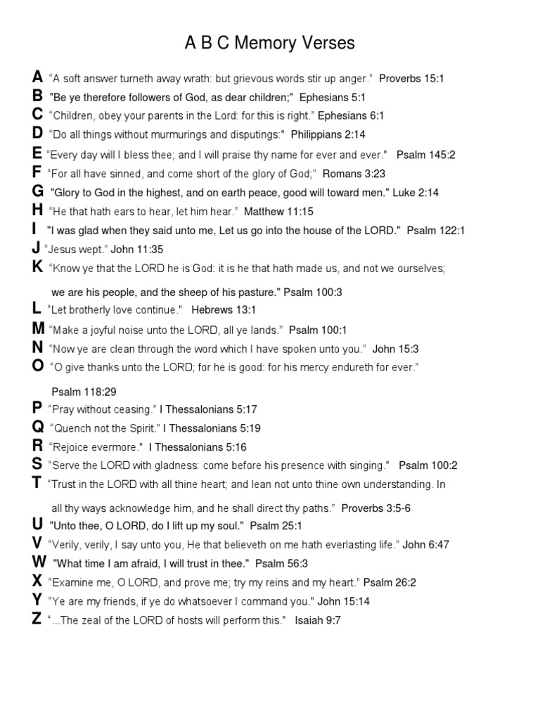 A-Z Bible Memory Verses Guide | PDF