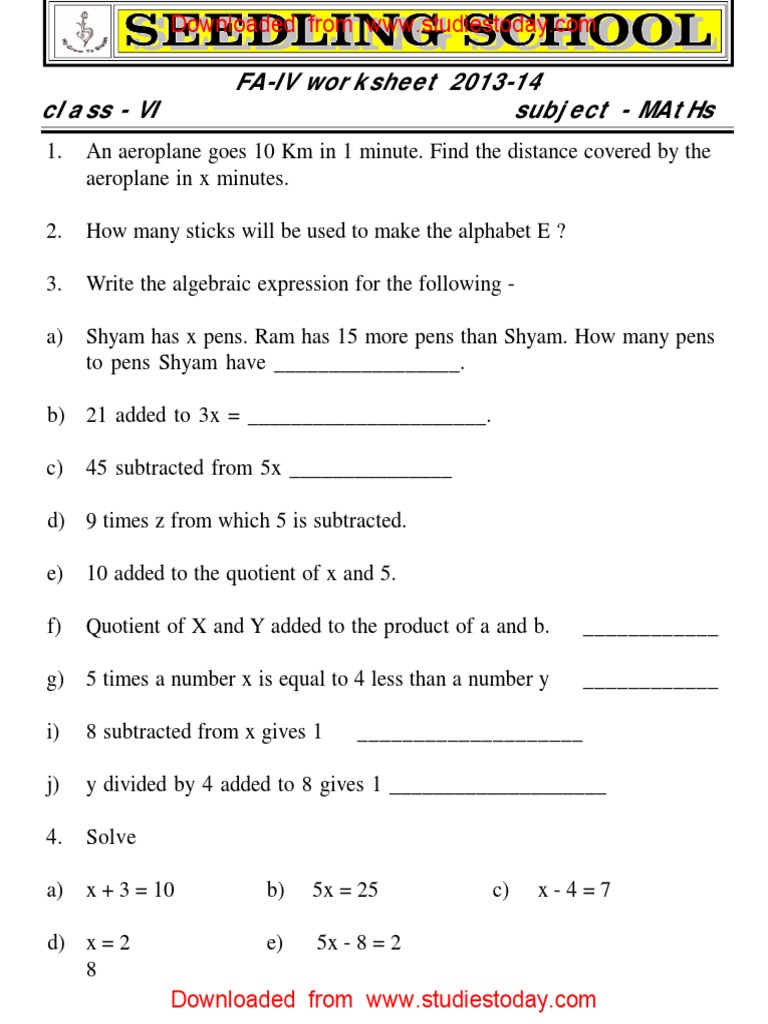 Grade 6 Math Practice Sheet | PDF | Euclidean Plane Geometry ...