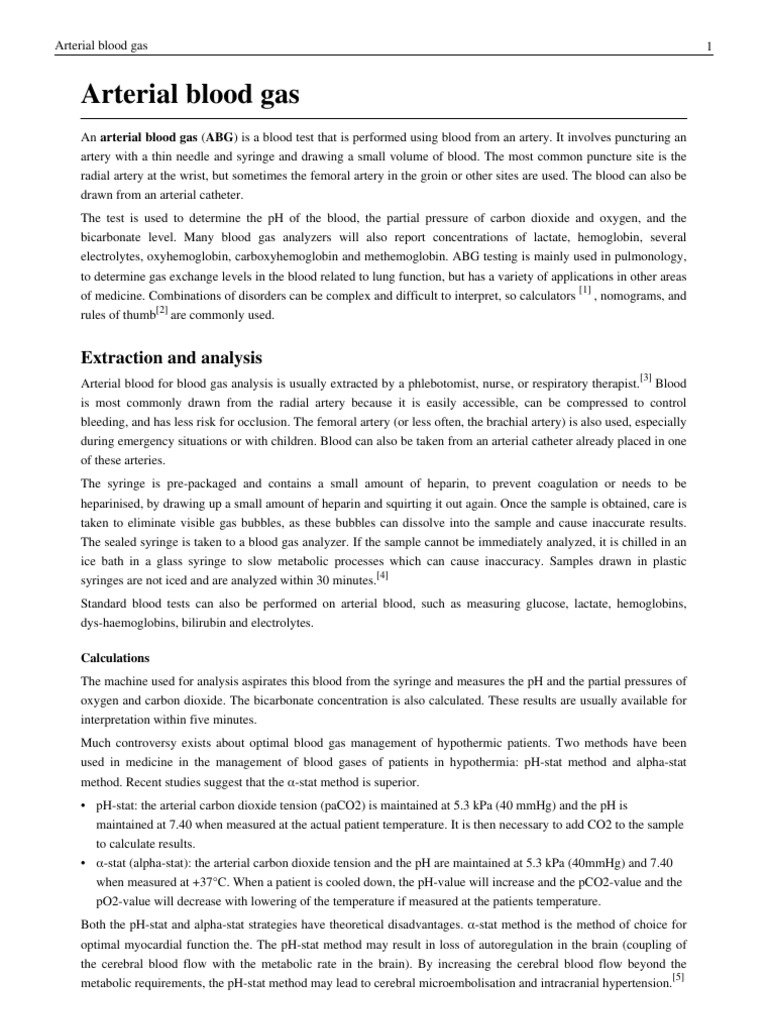 Blood Gas Analysis | PDF | Physiology | Medical Specialties