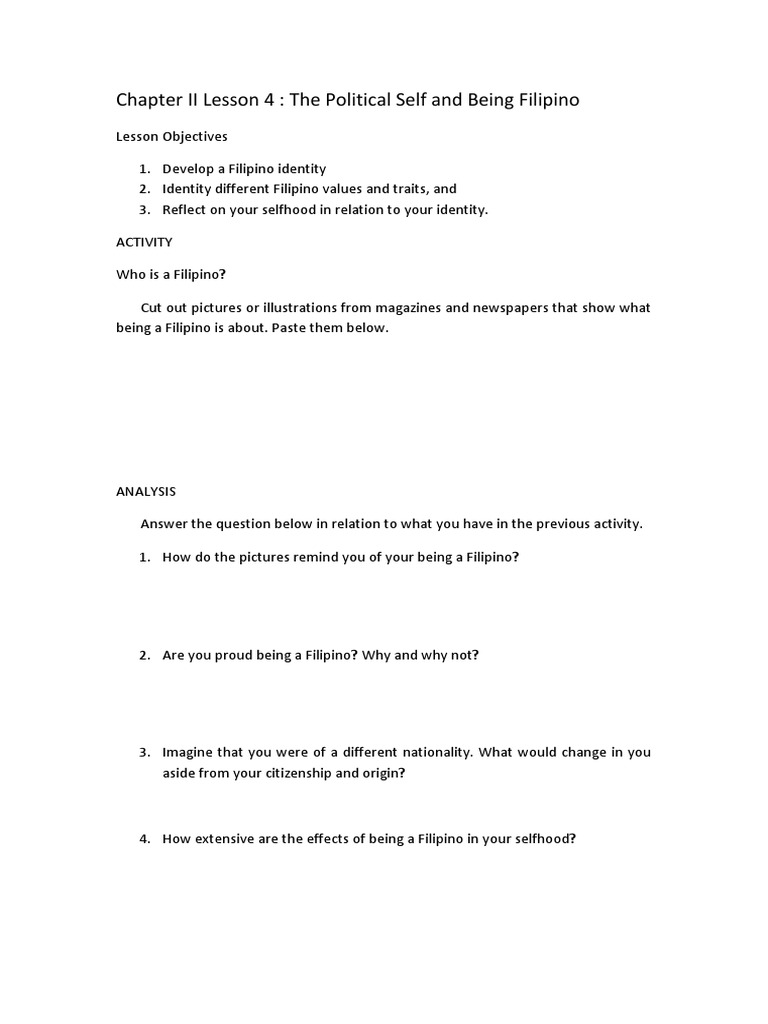 Chapter II Lesson 4 Understanding The Self | PDF | Proverb | Philippines