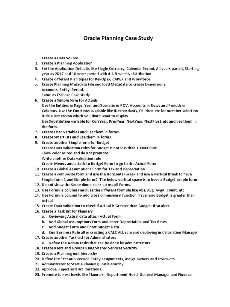 Oracle Planning Case Study | PDF | Metadata | Databases