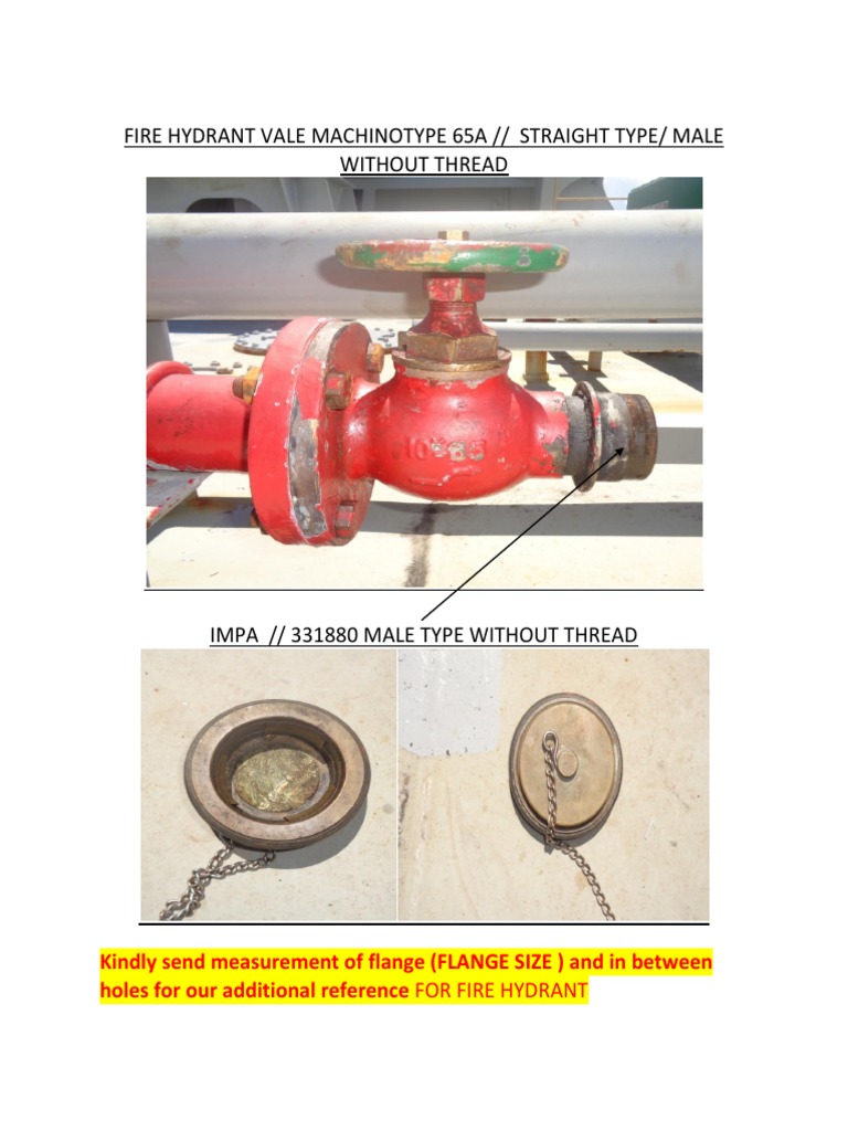 Fire Hydrant Vale Machinotype 65A Specs | PDF | Technology & Engineering