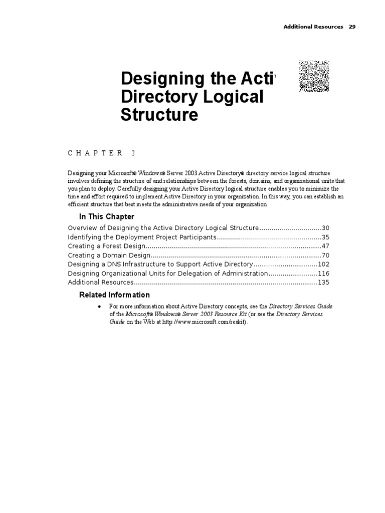 05 CHAPTER 2 Designing The Active Directory Logical Structure | PDF ...