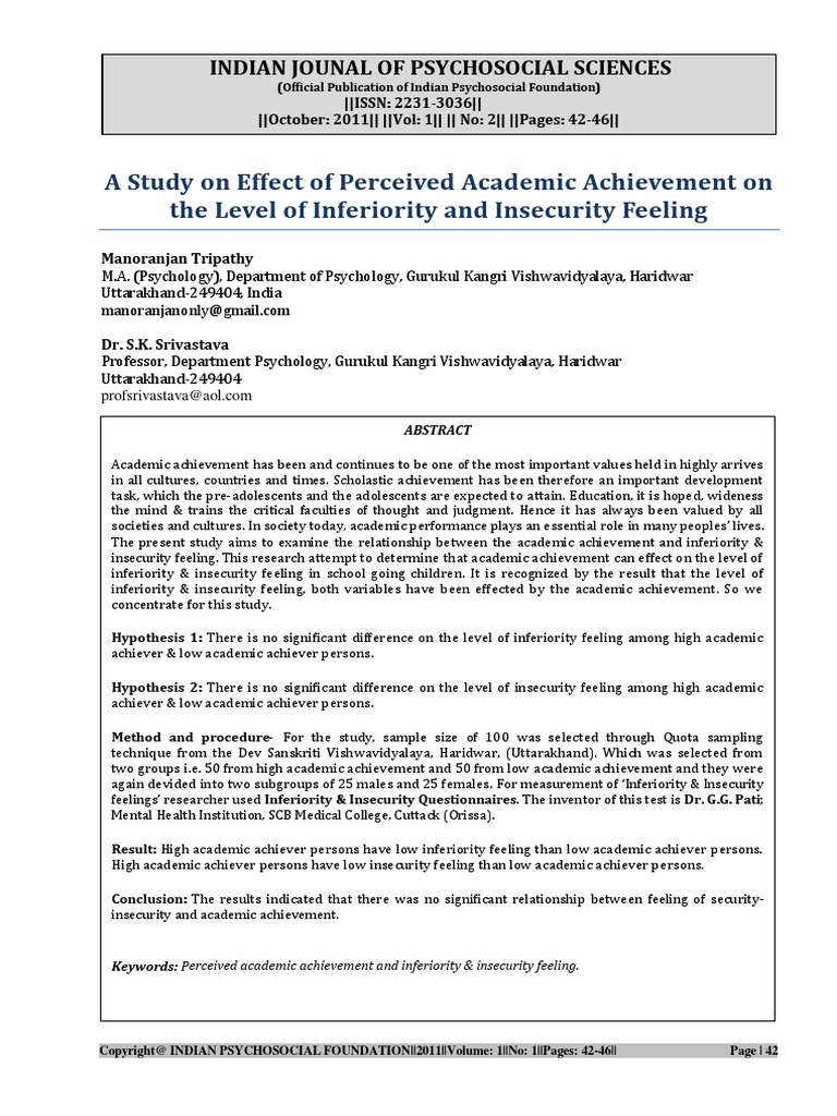 A Study On Effect of Perceived Academic Achievement On The Level of ...
