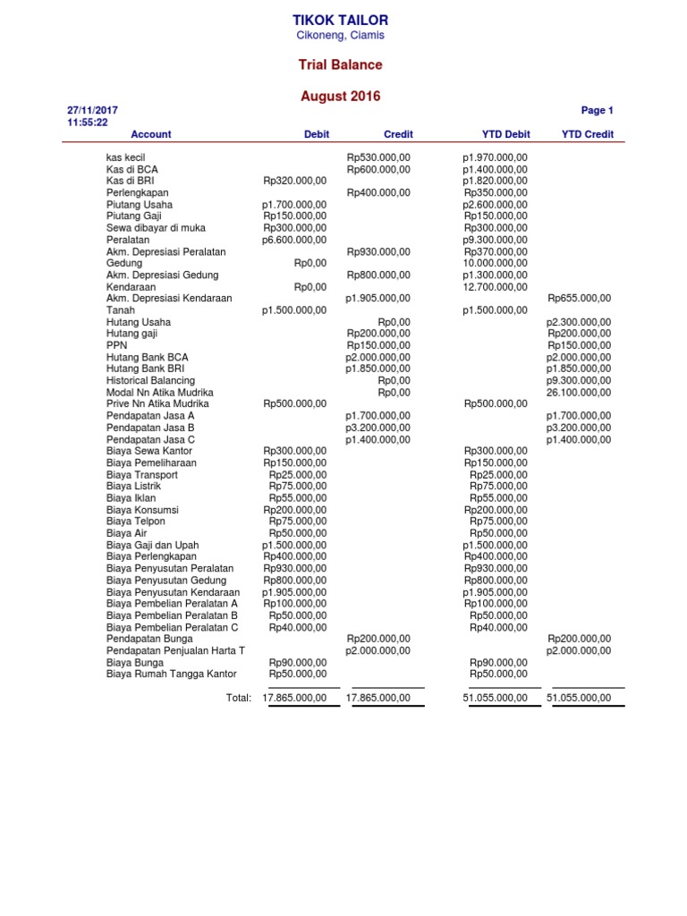 Trial Balance | PDF | Accounting | Business