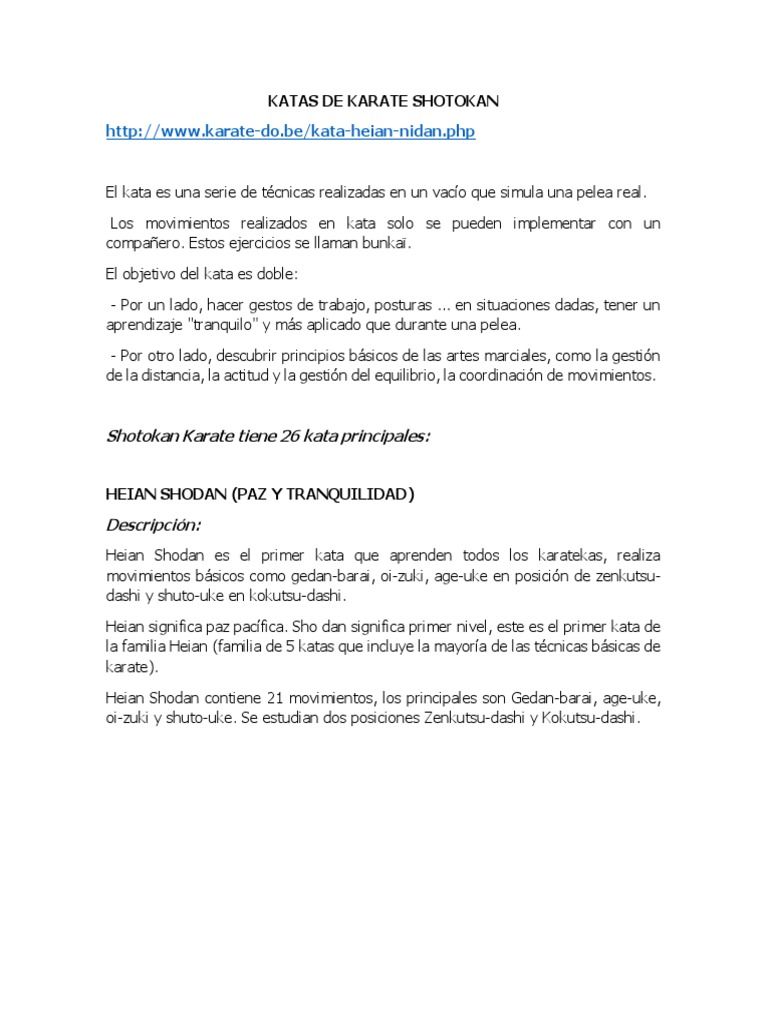 Katas de Karate Shotokan | PDF | Kata | Kárate
