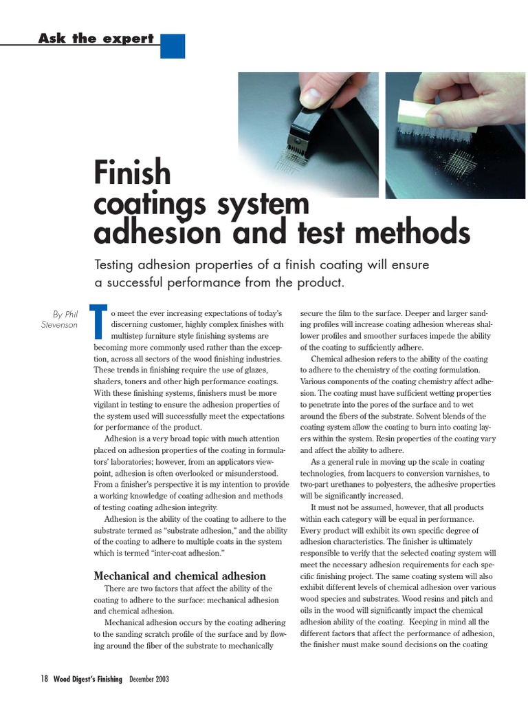 Finish Coatings System Adhesion and Test Methods: Ask The Expert | PDF ...