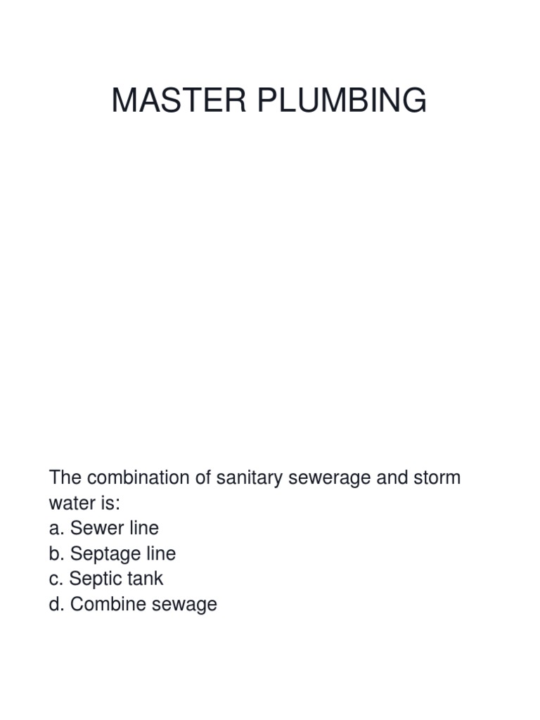Master Plumber Questionnaire | PDF | Plumbing | Sanitary Sewer