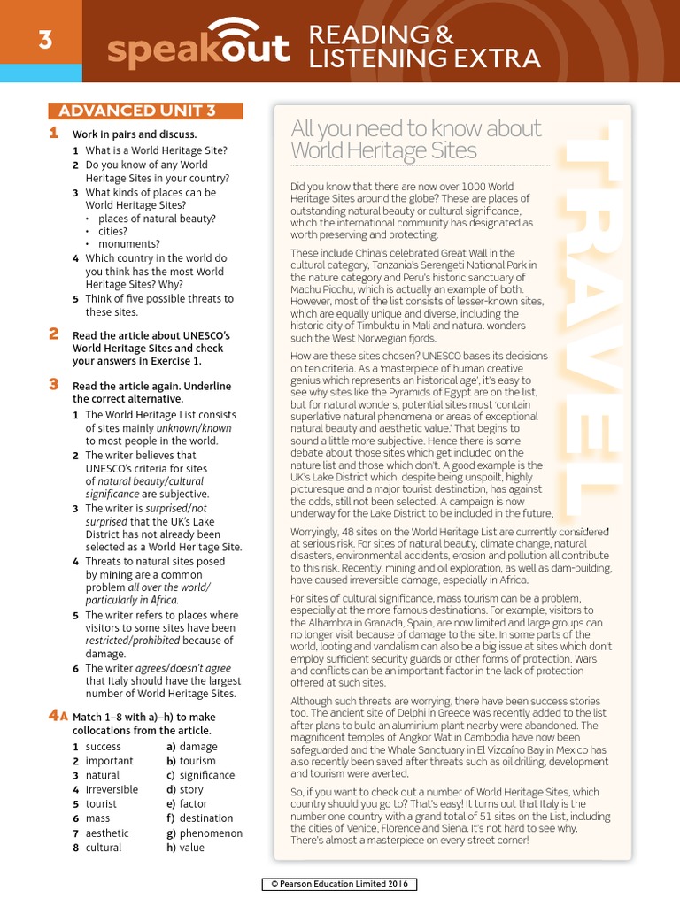 So 2nd Ed Adv Read Extra U3 | PDF | World Heritage Site | Nature
