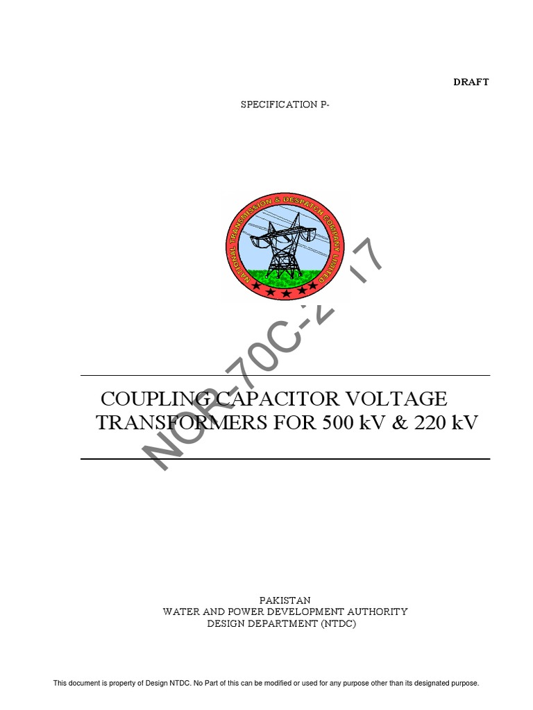 Specification For CCVT | PDF | Transformer | Capacitor