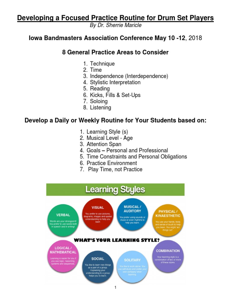 Drum Set Practice Routine Guide | PDF | Drum Kit | Jazz