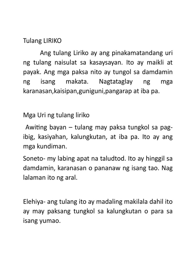 Tulang LIRIKO | PDF