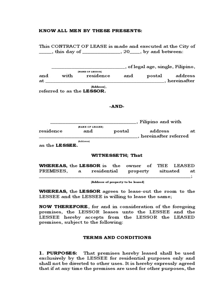 Contract of Lease (Draft) | PDF | Lease | Government