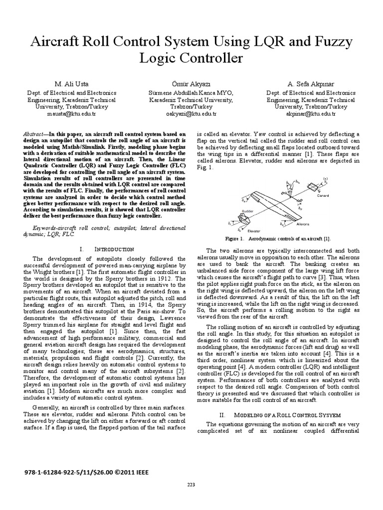Aircraft Roll Control System Using LQRand Fuzzy Logic Controller | PDF | Flight Dynamics (Fixed ...