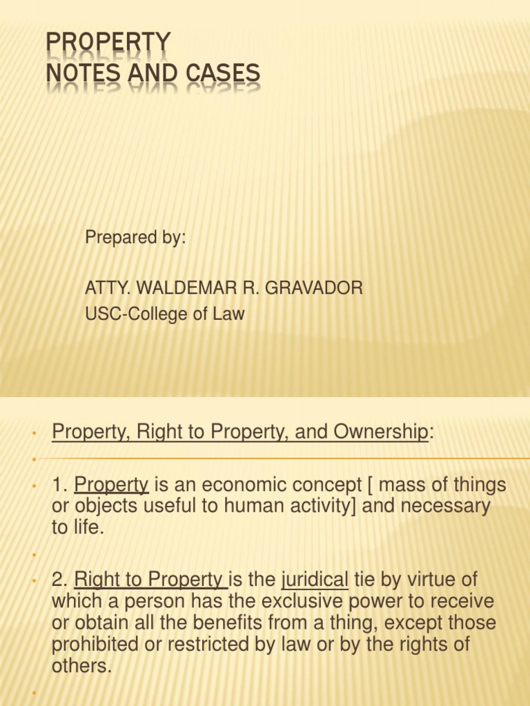 Property Notes and Cases | PDF | Ownership | Real Property