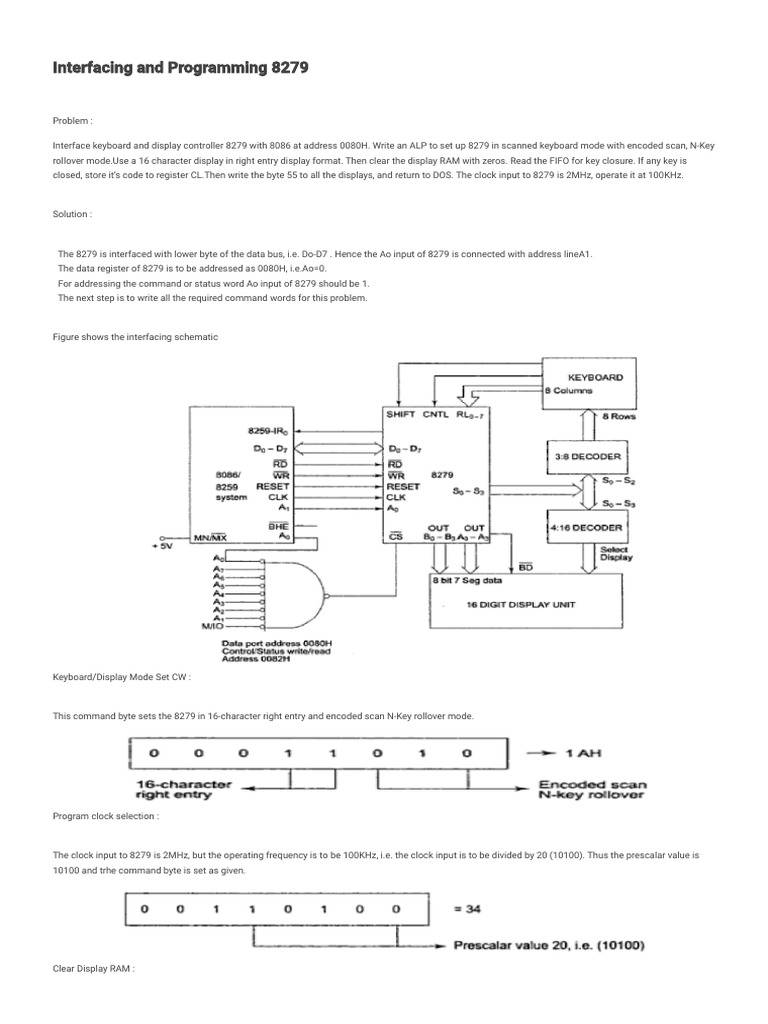 Interfacing and Programming 8279 | PDF