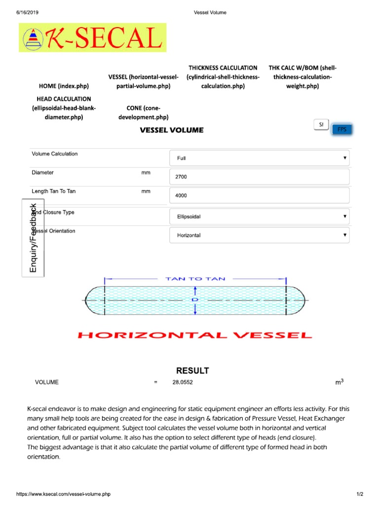Vessel Volume PDF | PDF
