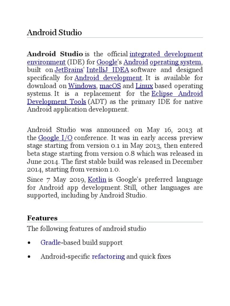 Android Studio Is The Official | PDF | Word Press | Software Development