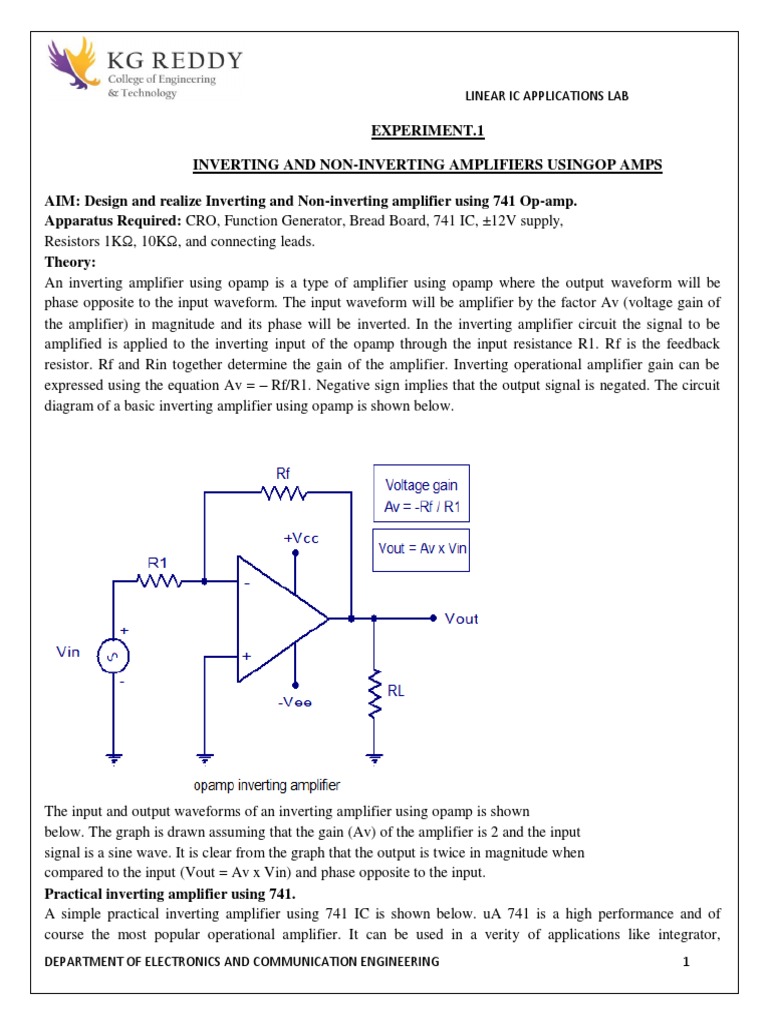 Lica Lab Manual PDF | Download Free PDF | Operational Amplifier | Amplifier