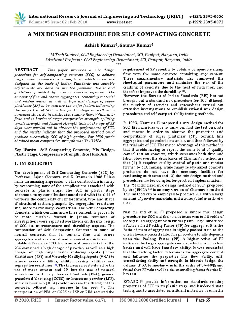 A Mix Design Procedure For Self Compacti PDF | PDF