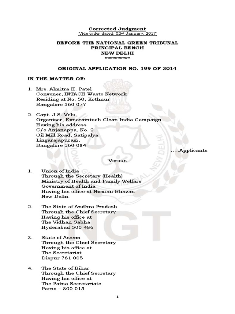 Almitra Patel NGT Order | PDF | Municipal Solid Waste | Waste Management
