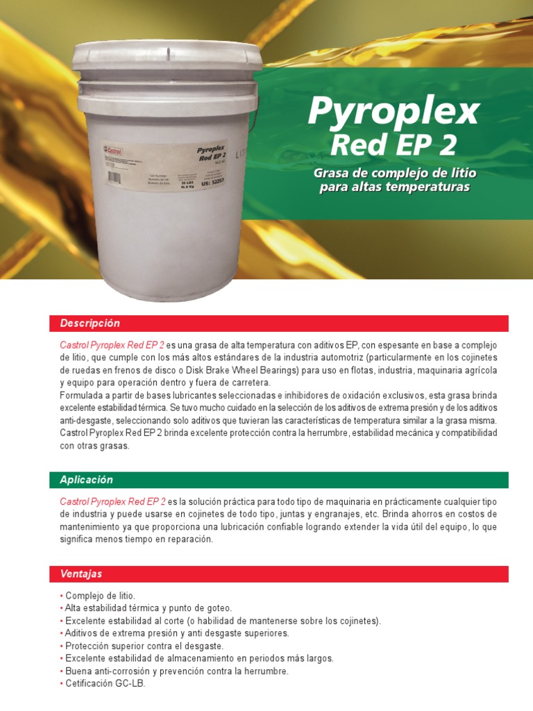 Castrol Pyroplex Red Ep 2 | Lubricante | Naturaleza