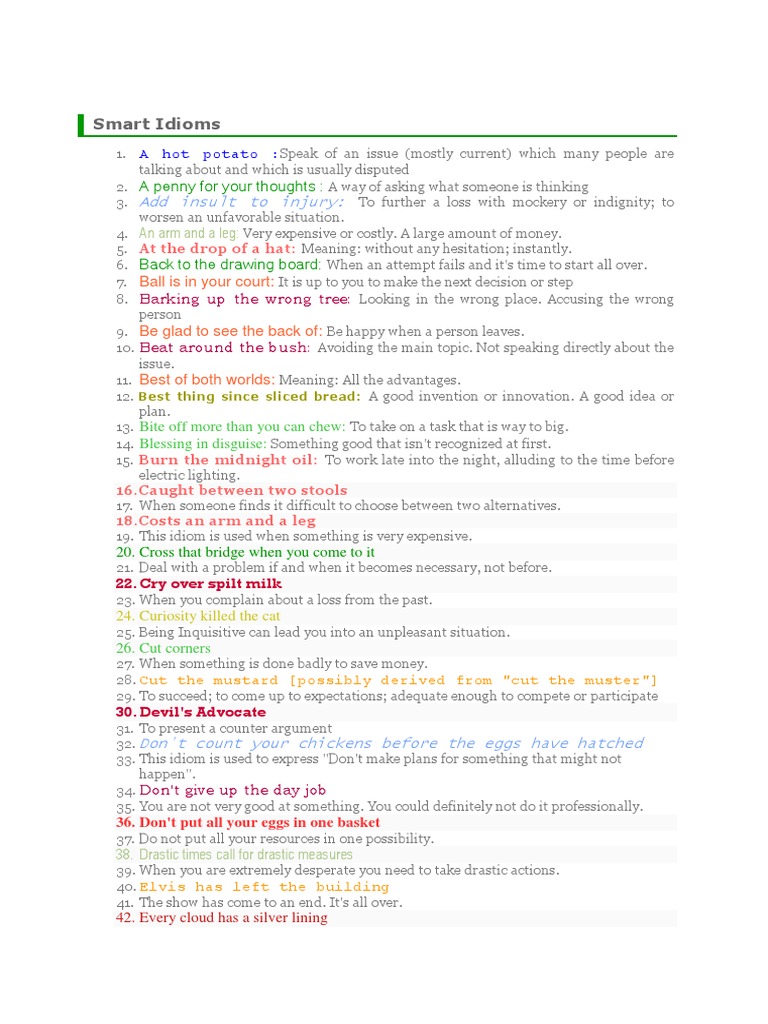 Smart Idioms: A Hot Potato | PDF | Art