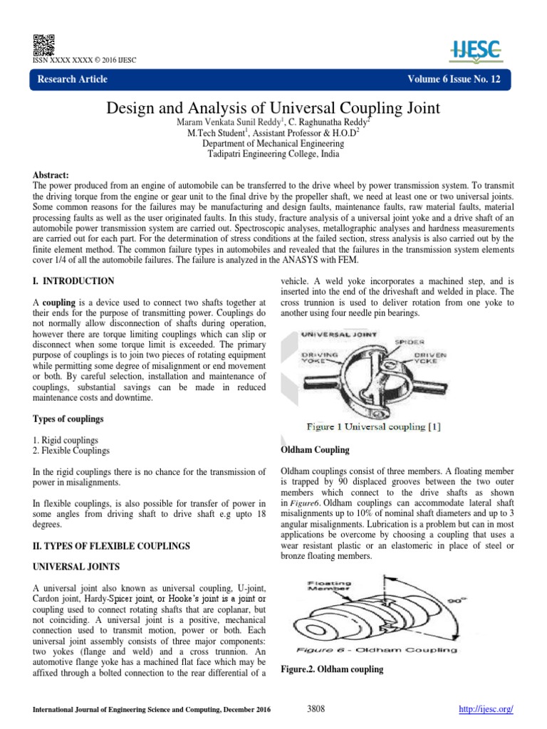 .Design and Analysis of Universal Coupling Joint | PDF | Computer Aided ...