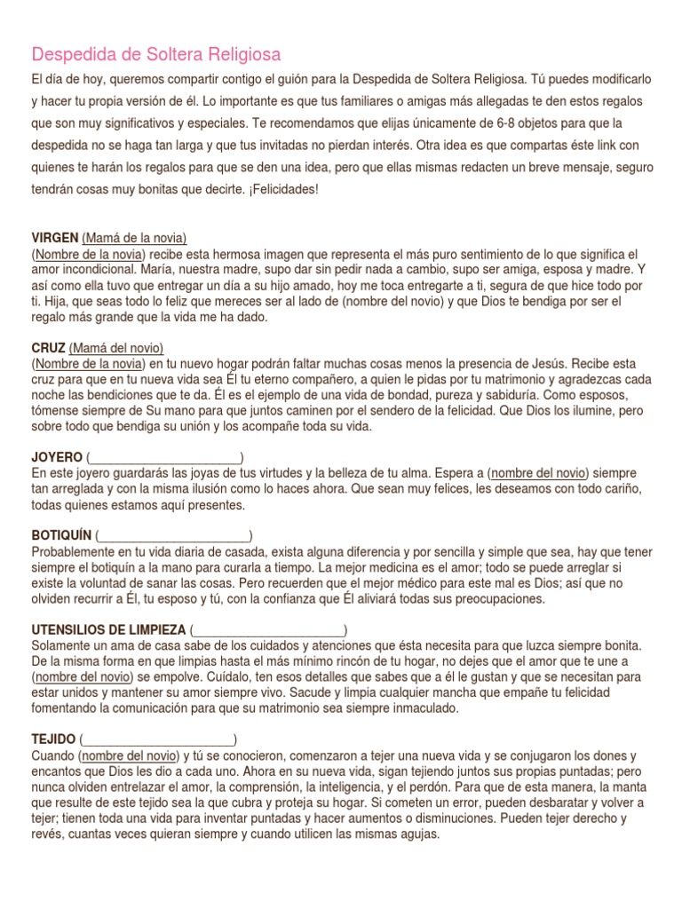 Despedida De Soltera Religiosa Descargar Gratis Pdf María Madre De