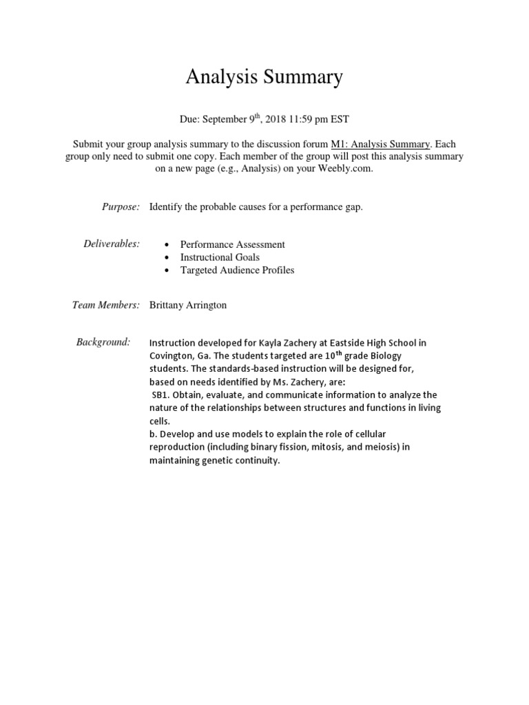 Arrington Analysis Summary Medt7464 | PDF | Mitosis | Cell (Biology)