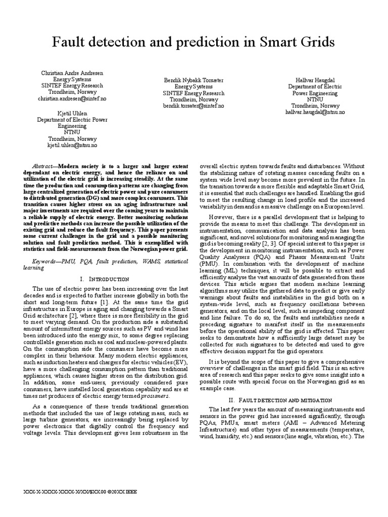 Fault Detection and Prediction in Smart Grids: Abstract-Modern Society ...