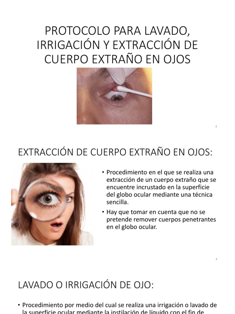 Lavado Ocular e Irrigación | PDF | Lavado de manos | Ojo humano