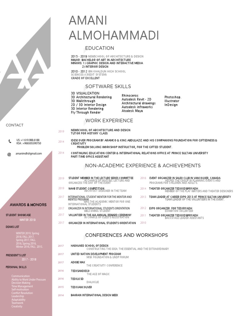 Resume Amani 11x8 | PDF | Graphic Design | 3 D Computer Graphics