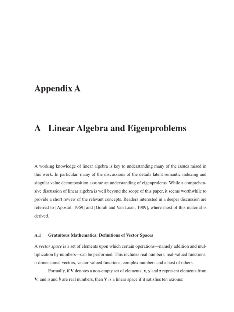 Appendix A: A.1 Gratuitous Mathematics: Definitions of Vector Spaces | PDF | Matrix (Mathematics ...