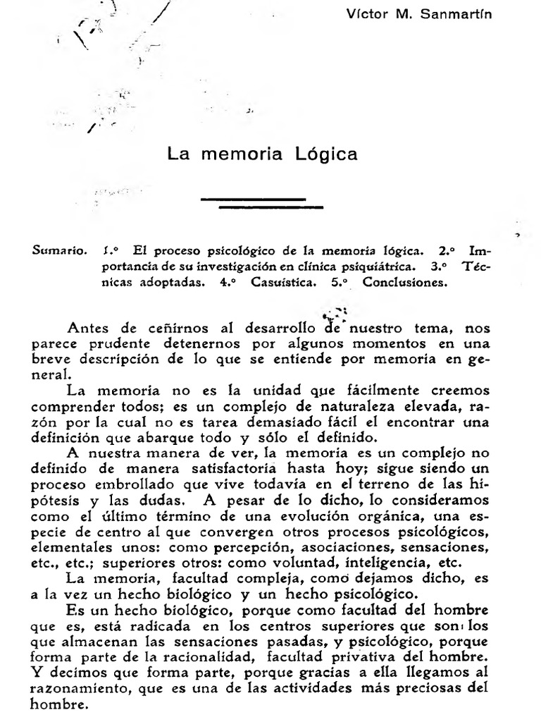La memoria lógica: Un análisis del complejo proceso psicológico de la ...