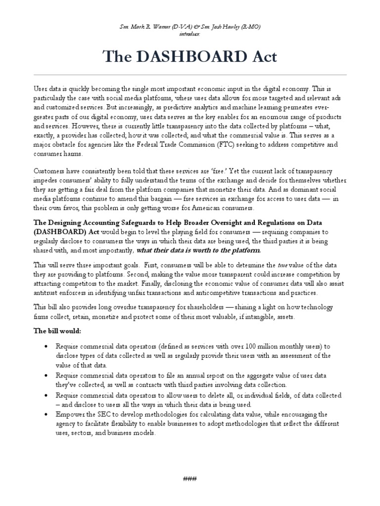 Dashboard Act 1-Pager | PDF | Federal Trade Commission | American ...